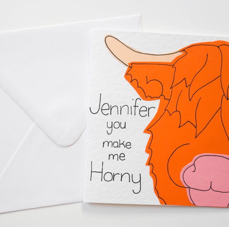 Personalised Highland cow Valentines card, Funn... - Folksy