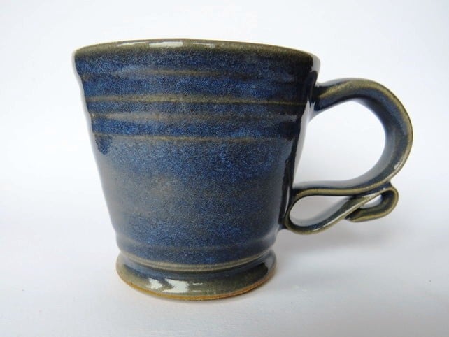 Elegant French Blue Mug Ceramic Pottery - Folksy