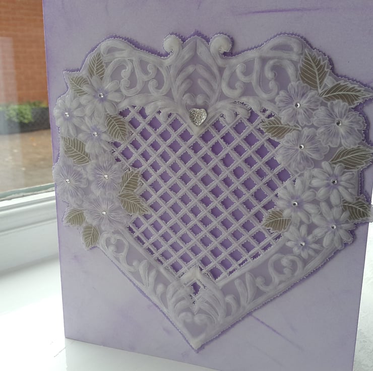 Romantic trellis heart parchment card - Folksy