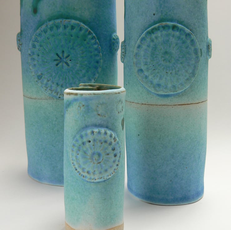 Turquoise Circle Small Ceramic Vase. - Folksy