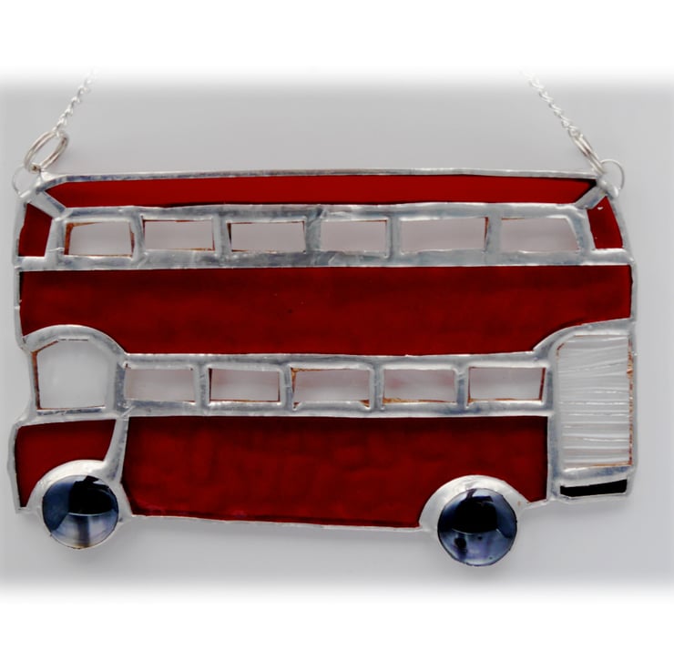 London Bus Suncatcher Stained Glass Red Double ... - Folksy