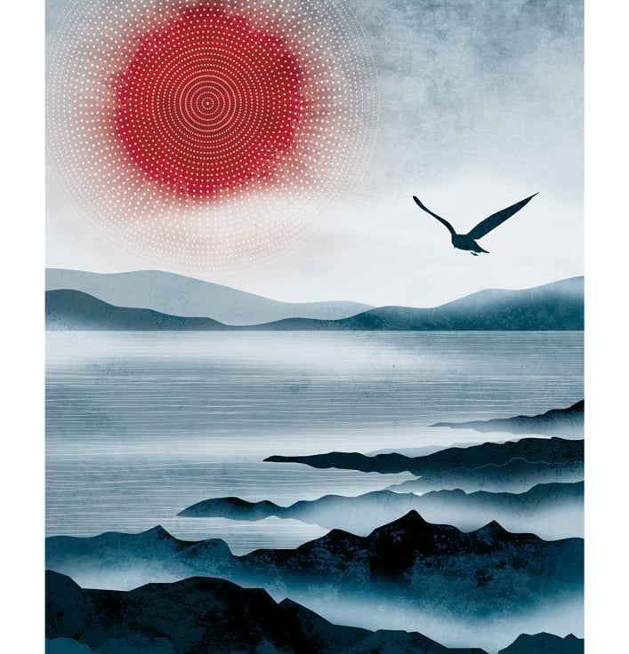 Northern Sun Illustrated Art Print - Folksy