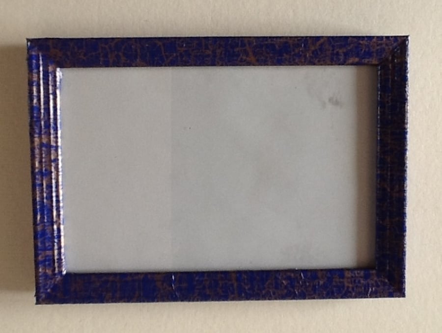 Blue an gold decoupaged upcycled photo frame - Folksy