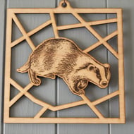 Laser Cut Badger Image Hanging Decorative Wall ... - Folksy