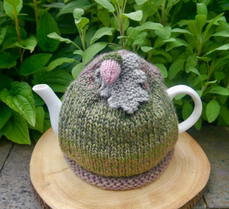 Large 8 Cup Autumnal Wool Tea Cosy With Oak Lea... - Folksy