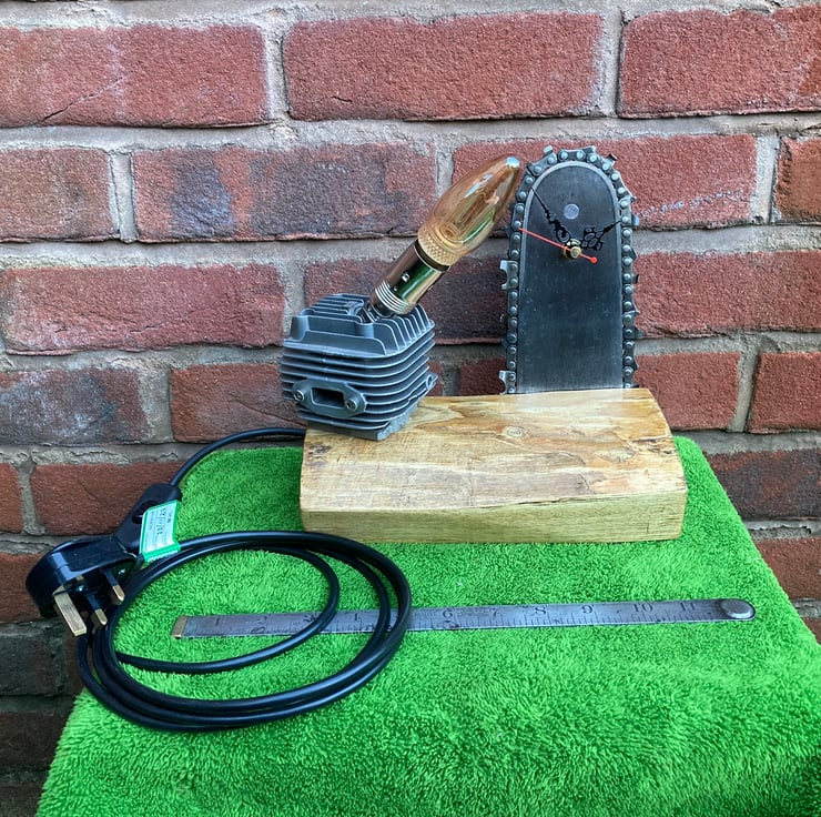 Chainsaw Themed Table Lamp and Clock Combo, Mou... - Folksy