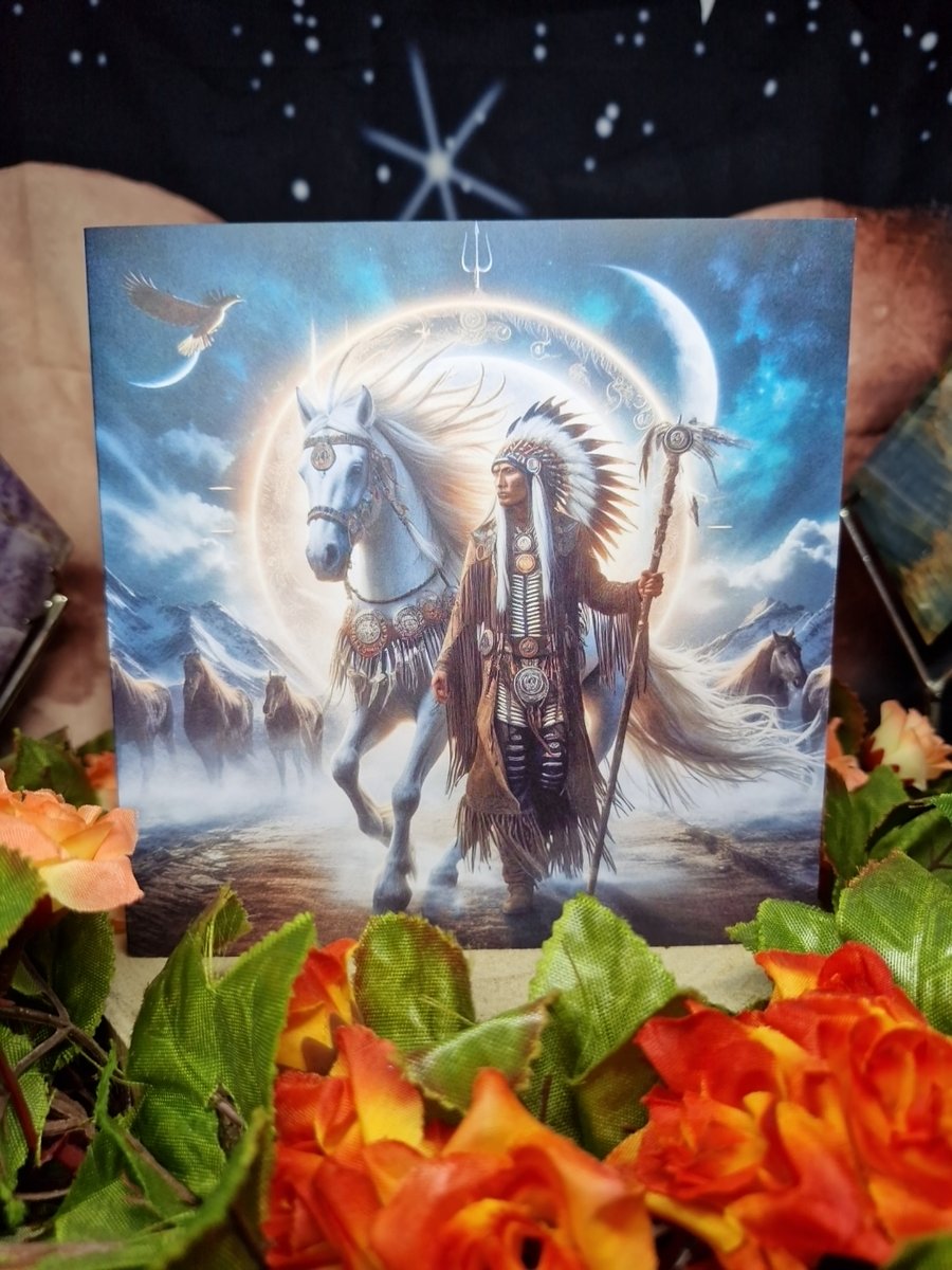 Native Indian Warrior Chief With Spirit Animal ... - Folksy