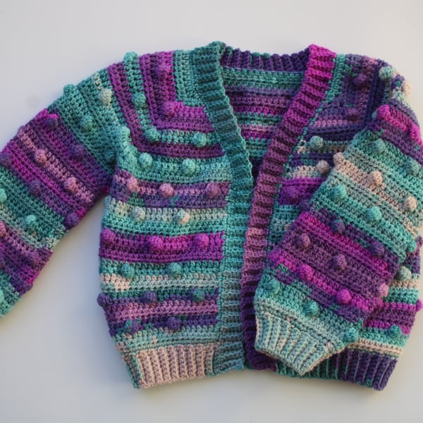 Girls Cardigan, Bobble Cardigan, Size 3-4 Years... - Folksy