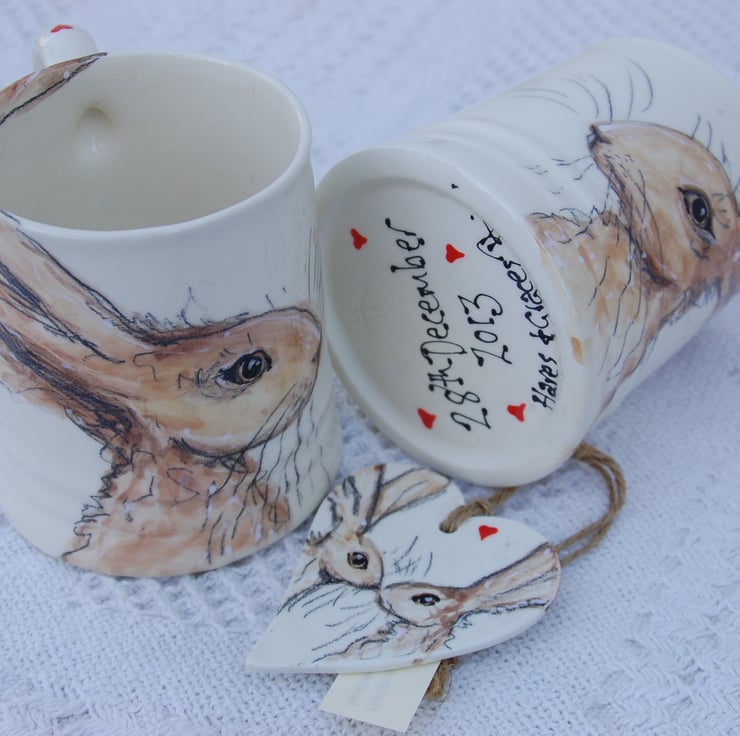 personalised hare mugs - Folksy