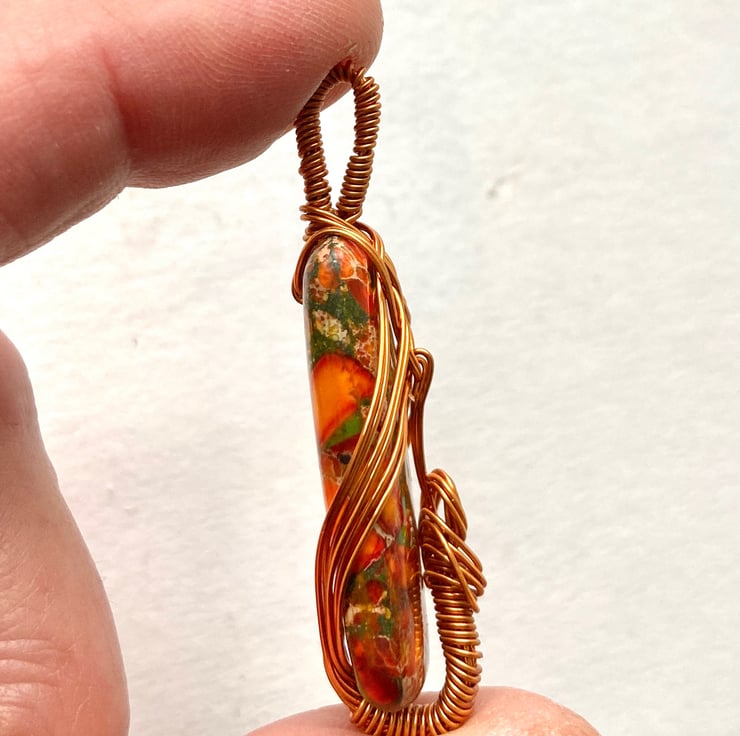 Wire Wrapped Orange Emperor Jasper - Folksy