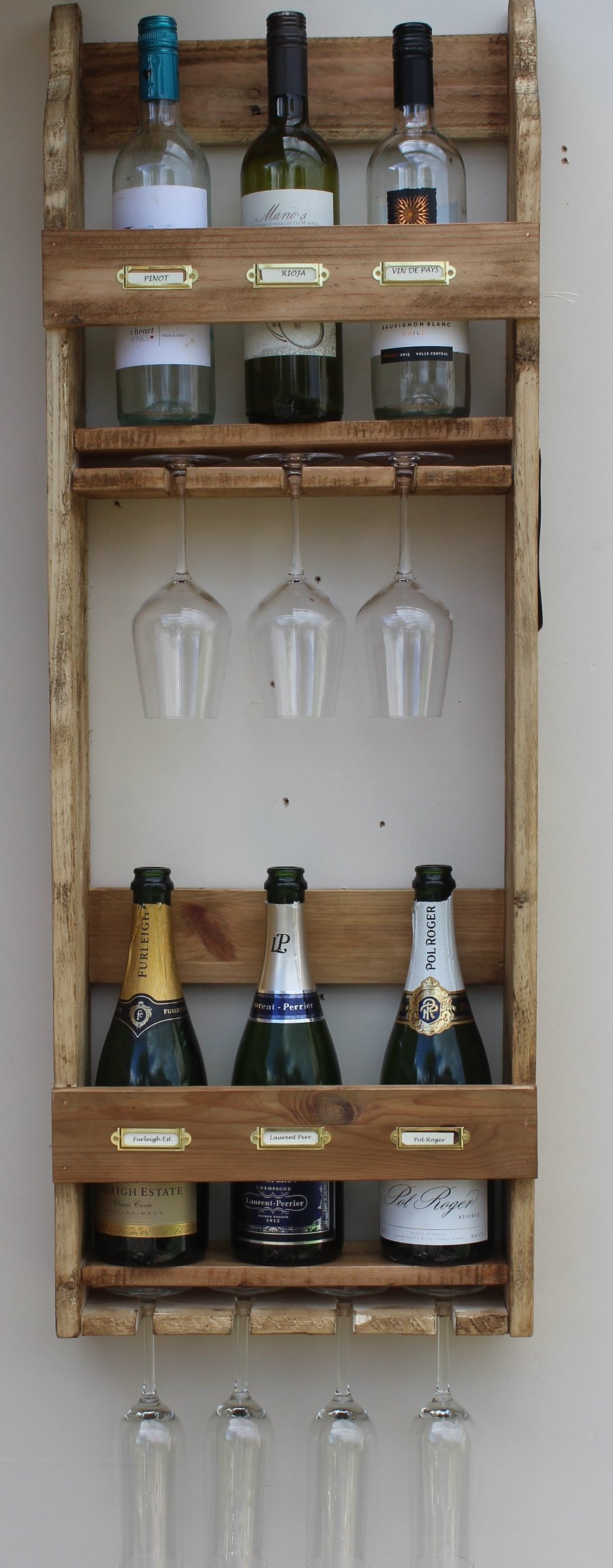 Champagne & Wine rack, 6 bottles (double 3) - Folksy