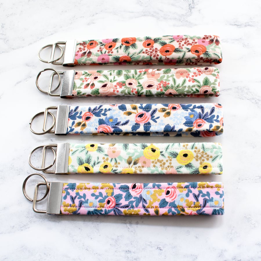 Key Ring, Wristlet - Handmade using Rifle Paper... - Folksy