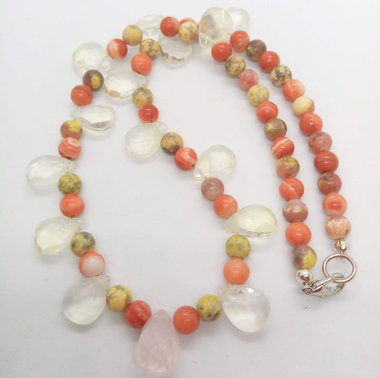 Spider Jasper Glass Bead & Clear Crystal J... - Folksy