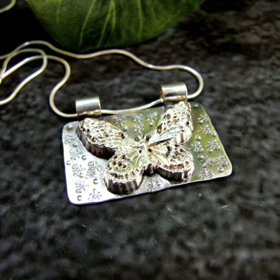 Silver Butterfly Pendant - Folksy