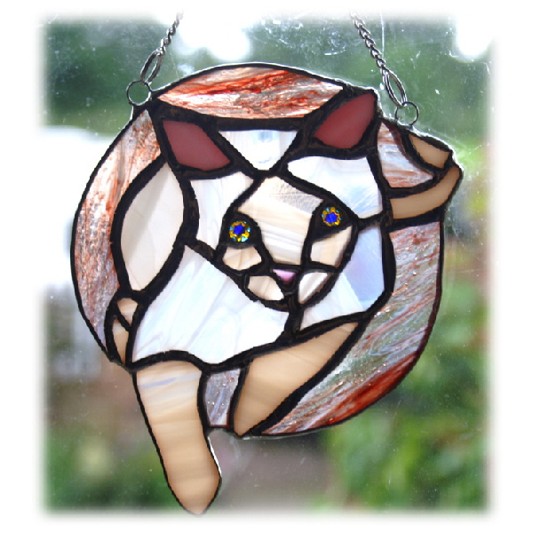 Siamese Cat Suncatcher Stained Glass Apricot - Folksy
