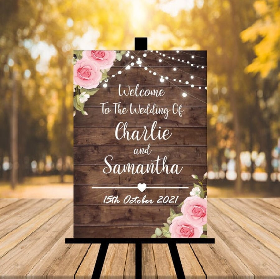 Personalised Rustic Wedding Sign - Dark Wood - ... - Folksy