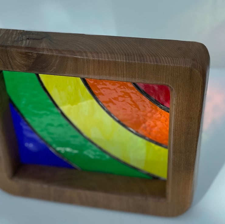 ‘Rays’ rainbow stained glass suncatcher , solid... - Folksy