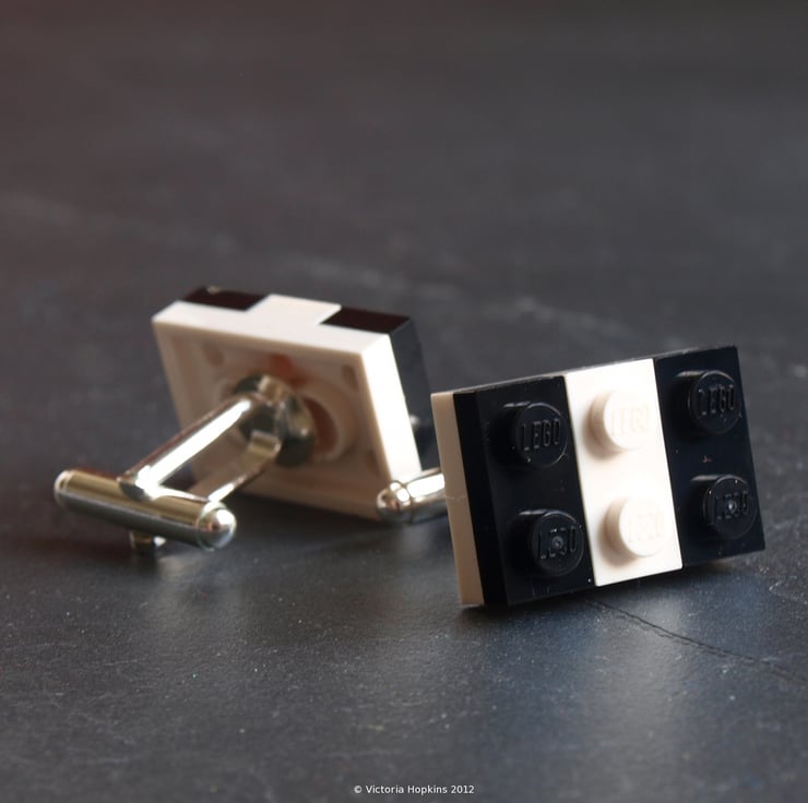 Lego Cuff Links Black and White Stripes - Folksy