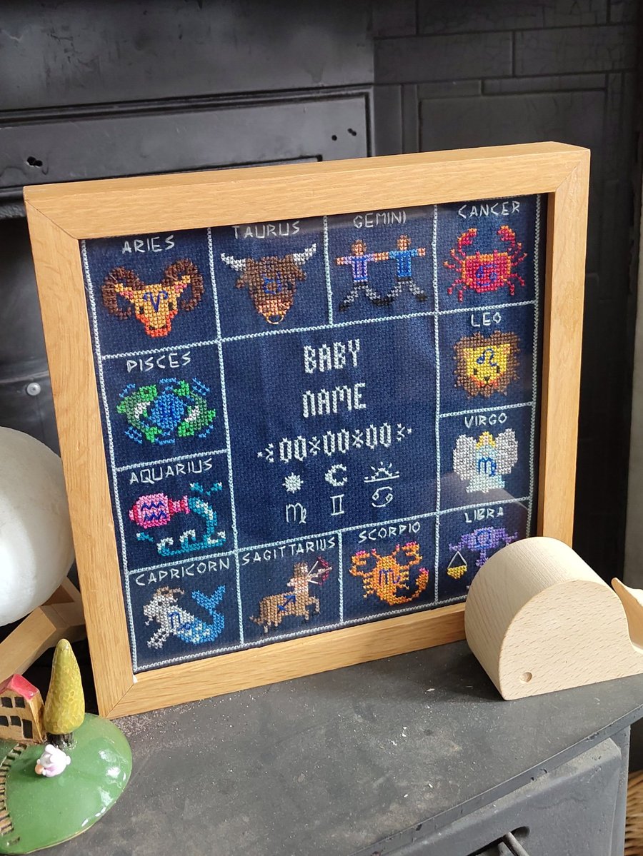 My First Zodiac Baby Birth Chart - Cross Stitch... - Folksy