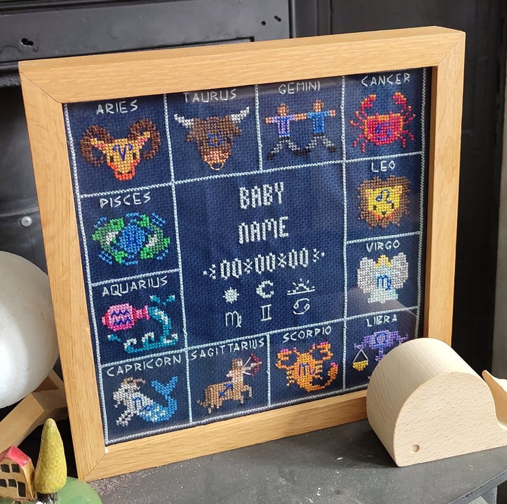 My First Zodiac Baby Birth Chart - Cross Stitch... - Folksy