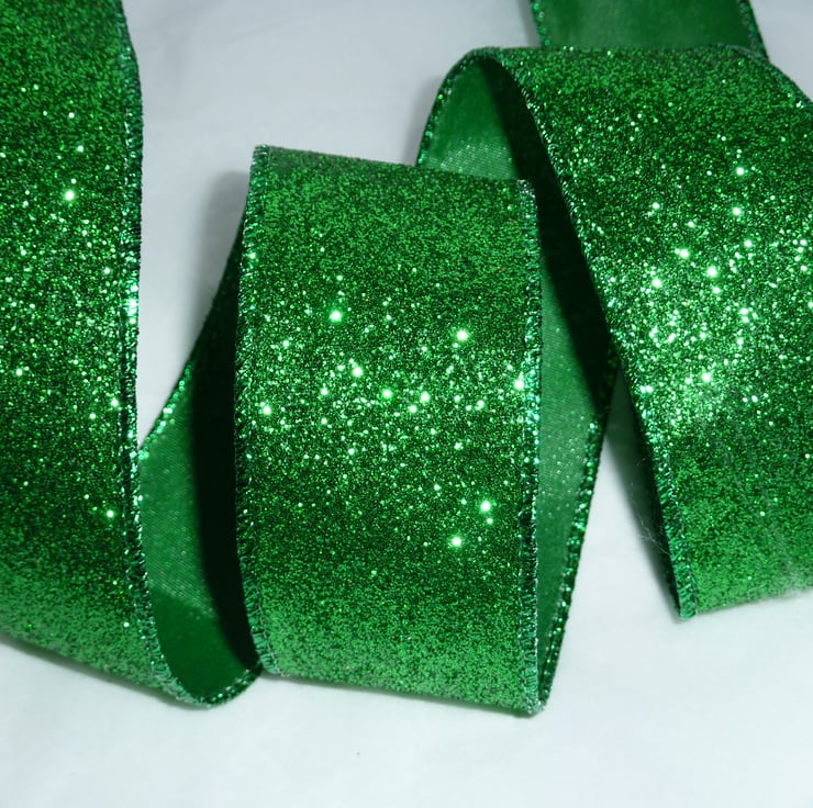 1 Metre Wire Edged Ribbon 38mm Bright Green Gli... - Folksy
