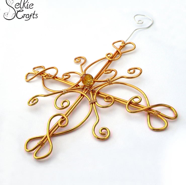 Gold snowflake star Christmas decoration - Folksy