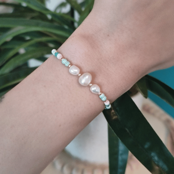 Colourful Bracelet, Pearl Bracelet, Boho, Handm... - Folksy