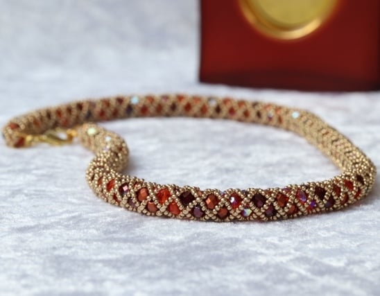 Custom order for Julia Pike Amber and Gold Nett... - Folksy