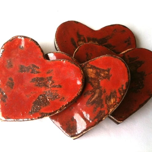 Set of 4 Heart Coasters - Folksy