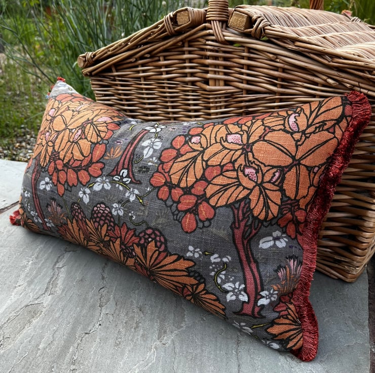 Rectangular tree print cushion cover with brush... - Folksy