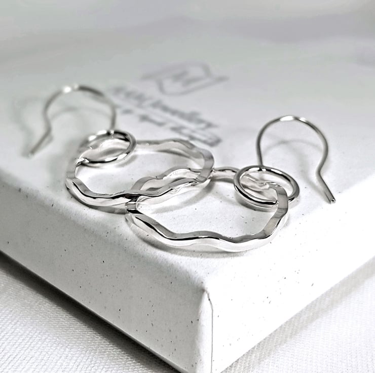 Silver Hoop Earrings, Wavy Sterling Silver Hoop... - Folksy