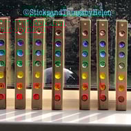 Mini Chakra stick hanger, handmade wood and gla... - Folksy