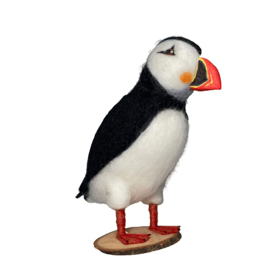 Puffin sculpture, needle felted woollen model - Folksy