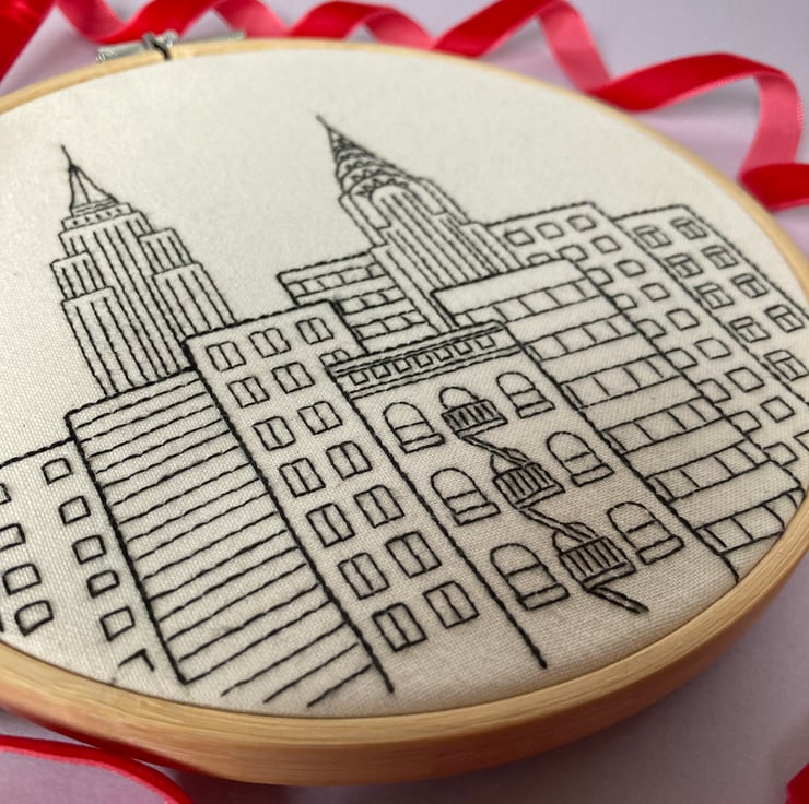 New York Hand Embroidery Kit, Cityscape Archite... - Folksy