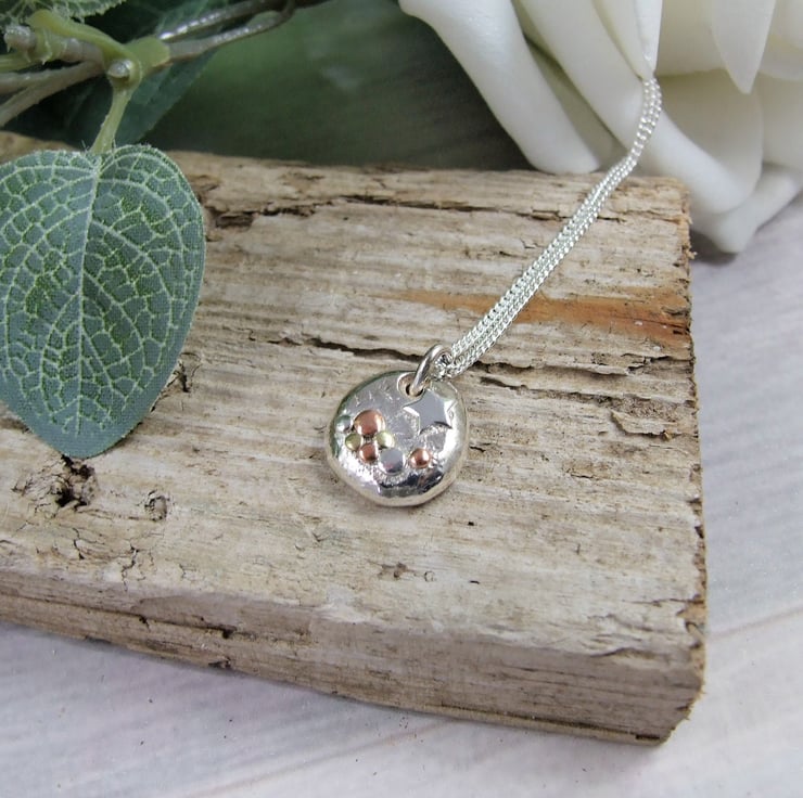 Recyled Silver Nugget Necklace with Star and Co... - Folksy