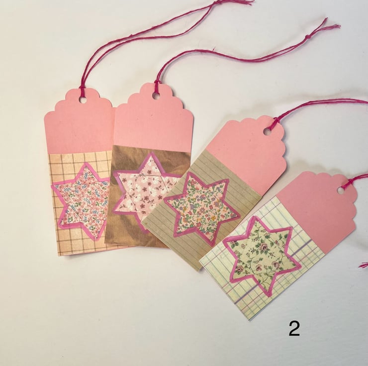 Gift tag - set of 4 hand pieced collage gift ta... - Folksy