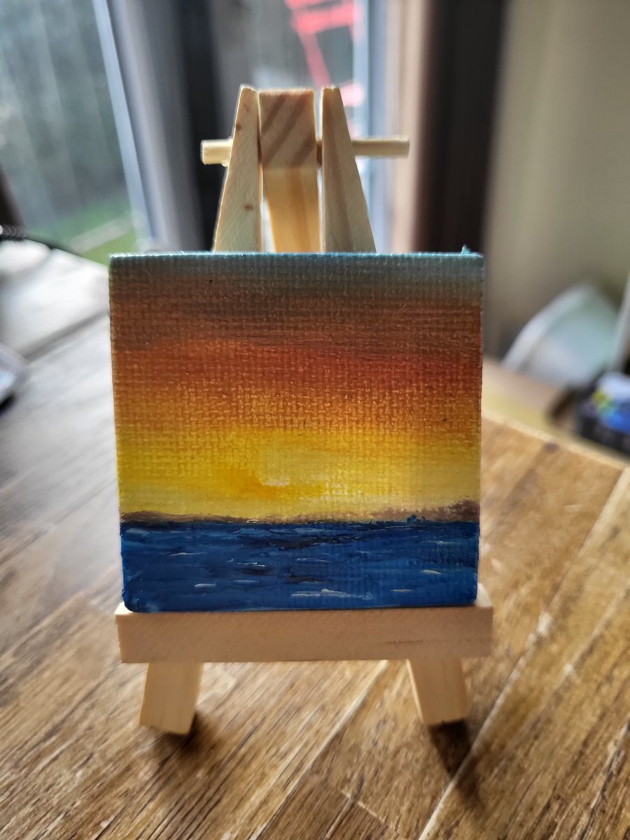 Original mini canvas seascape painting ocean su... - Folksy