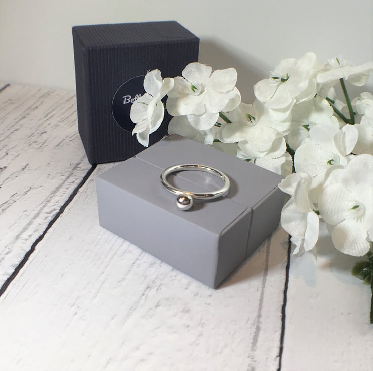 Stacking Eco Sterling Silver Ball Ring - Folksy