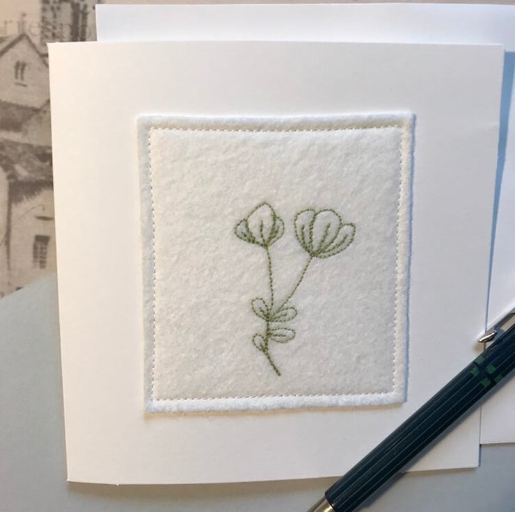 Occassion flower embroidered card - Folksy
