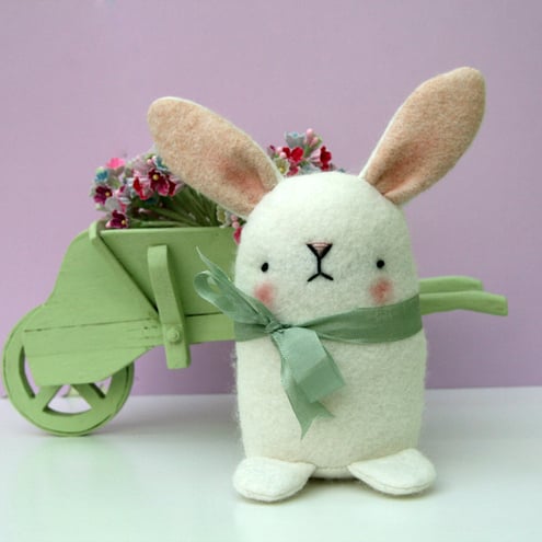 Cute white wool Felt Bunny rabbit - Folksy