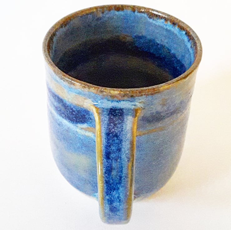 Ceramic Mug in Blue Glazes - Folksy
