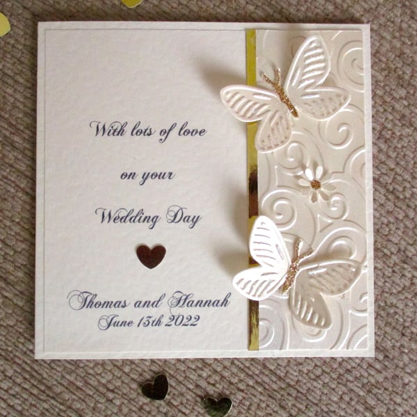 Sparkly Butterflies Wedding Card - Personalised... - Folksy