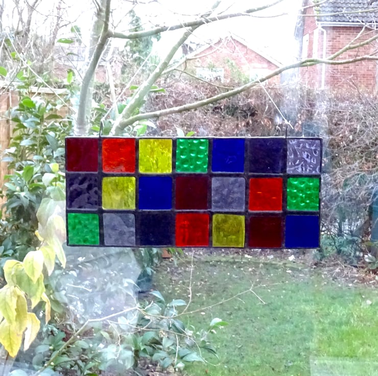 Stained Glass Rainbow Panel Suncatcher - Folksy