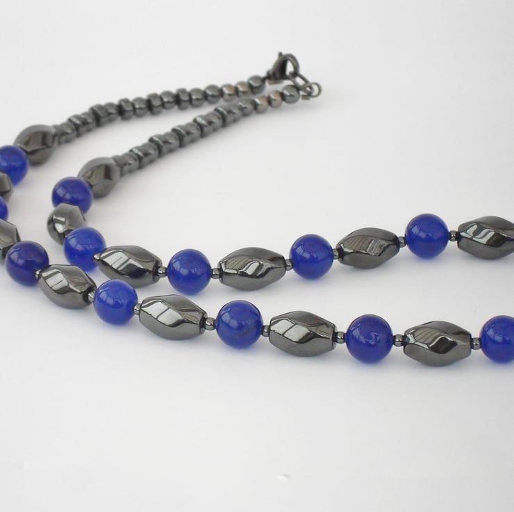 Hematite & blue alexandrite semi-precious n... - Folksy