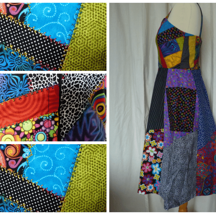 SALE ! Knee Length Patchwork Cotton Sundress Si... - Folksy