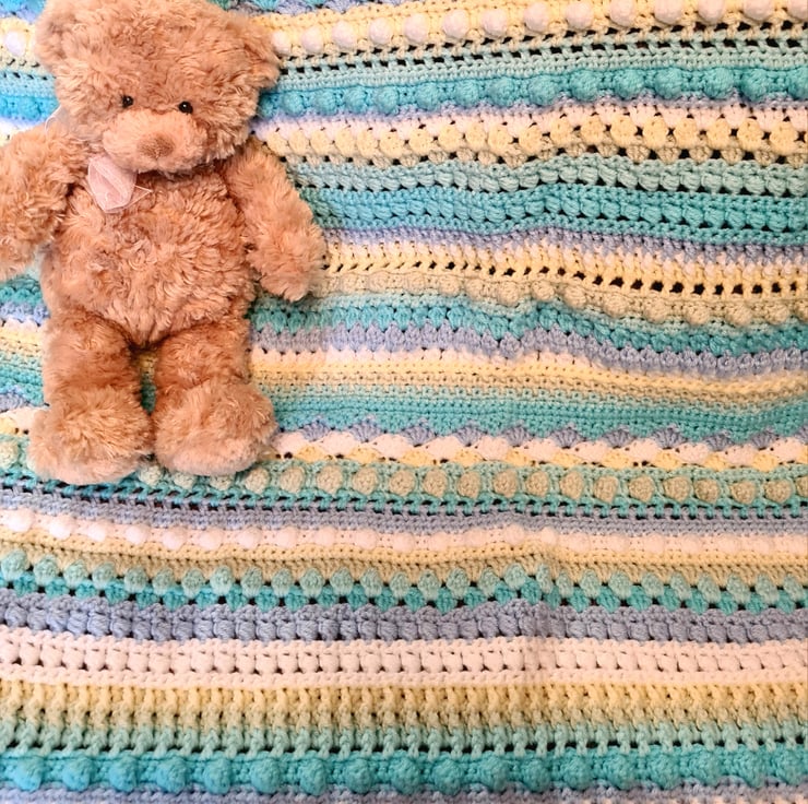 Crochet Baby Blanket - Striped Cot Blanket - Bl... - Folksy