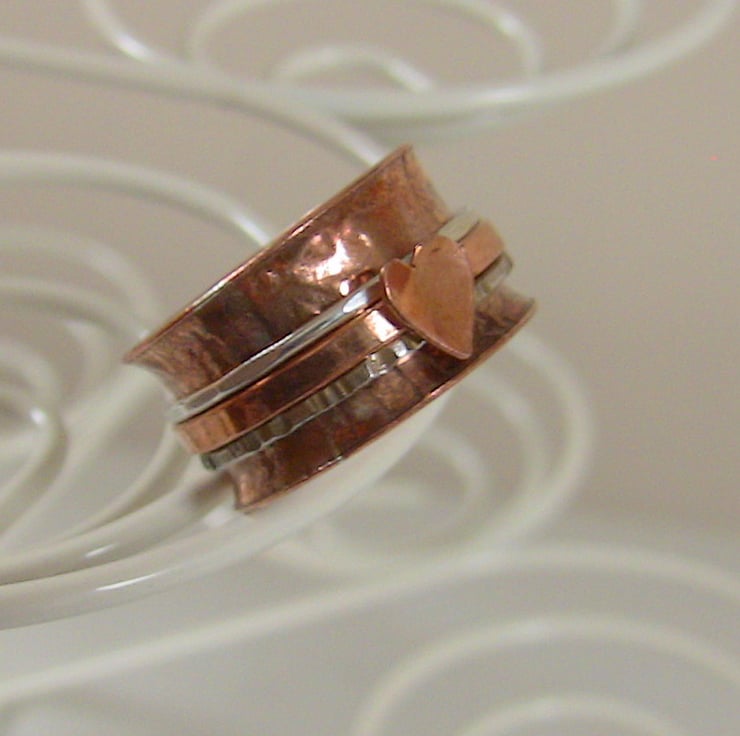 Copper and Sterling Silver Anticlastic Ring wit... - Folksy