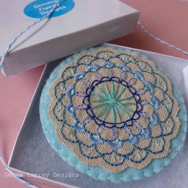 Hand-stitched Brooch - Doily Brooch - Ice - Folksy