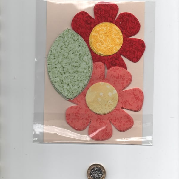Patchwork cotton die-cut flowers with centres a... - Folksy