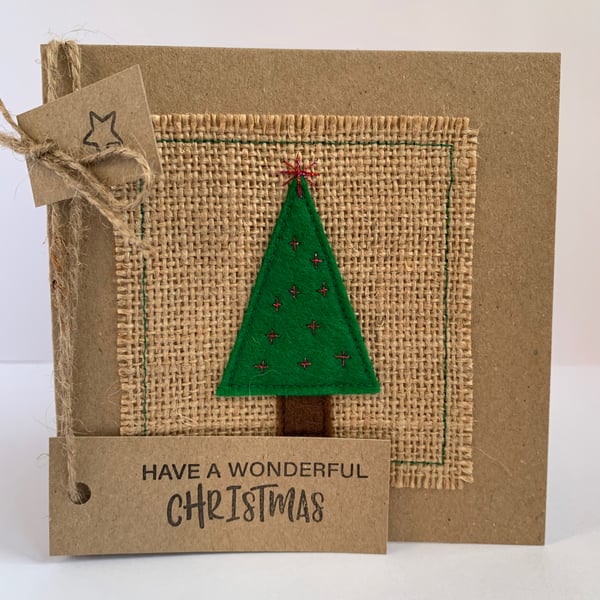 Handmade Christmas Card. Festive green tree wit... - Folksy